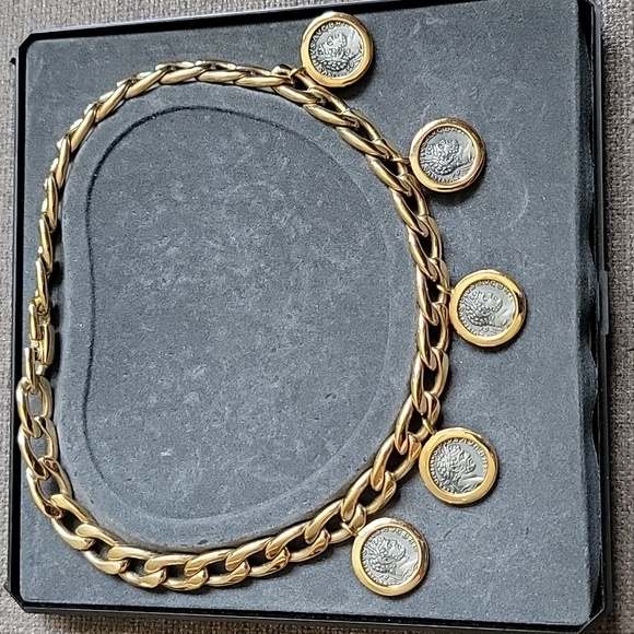 Jewelry | Vintage Gold Plated Choker Necklace With Medallions Roman ...